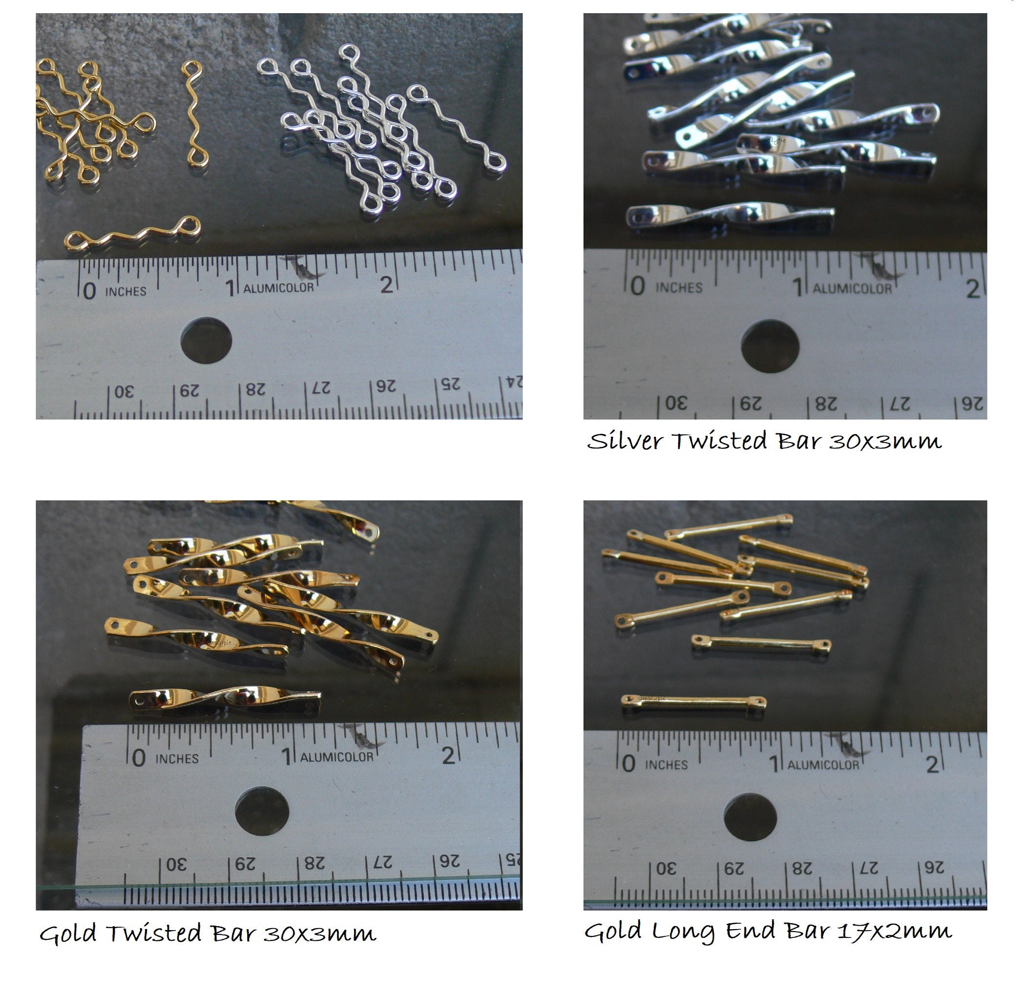 Findings Jewelry & Beauty Connectors 6 Twisted Textured Bar Connectors ...