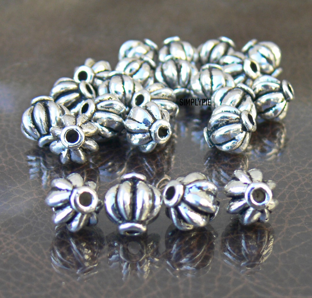 ANTIQUED SILVER Lantern Beads 20 Pcs Corrugated 8mm - Etsy