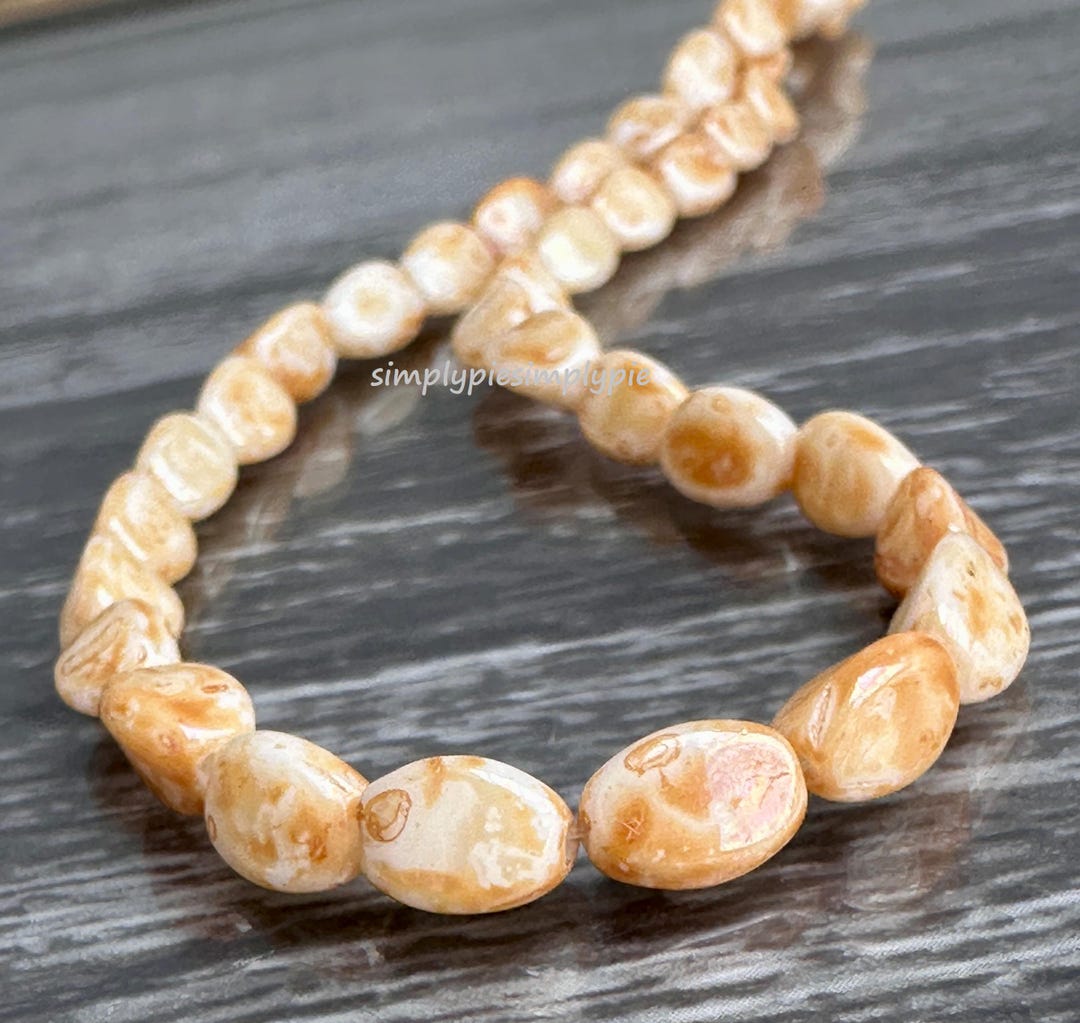 Luster Cream Beige Picasso Czech Pinch Beads 20 Oval Glass Beads - Etsy
