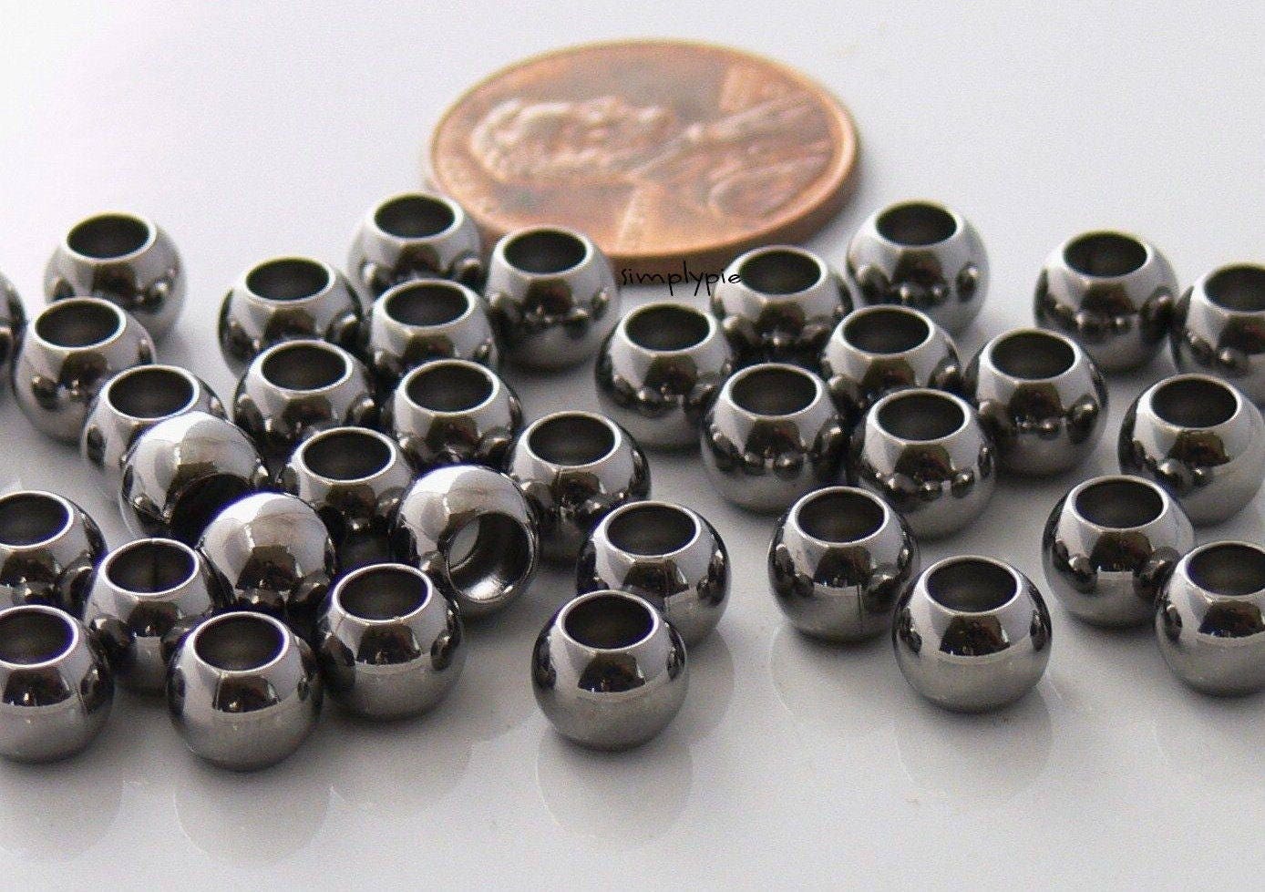 Large Hole 6mm Round Metal Brass Beads 25 Ur Pick Silver Gold Gunmetal ...