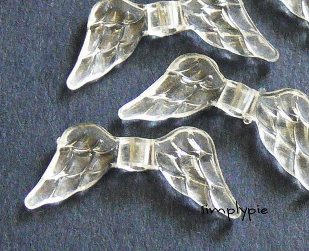 50 Pcs Crystal Clear, Angel Wings Acrylic/plastic Beads - Etsy