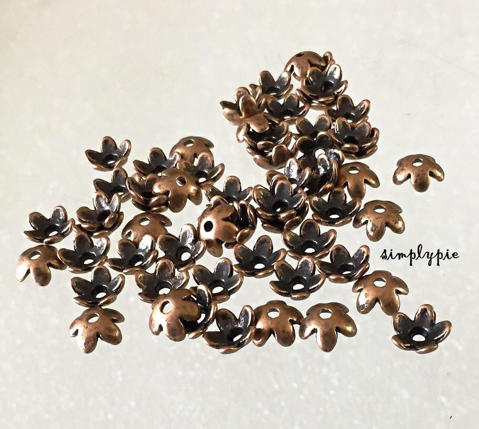 Tibetan Style Flower Caps 6mm 50 Ur Pick Golden Antiqued Silver Brass ...