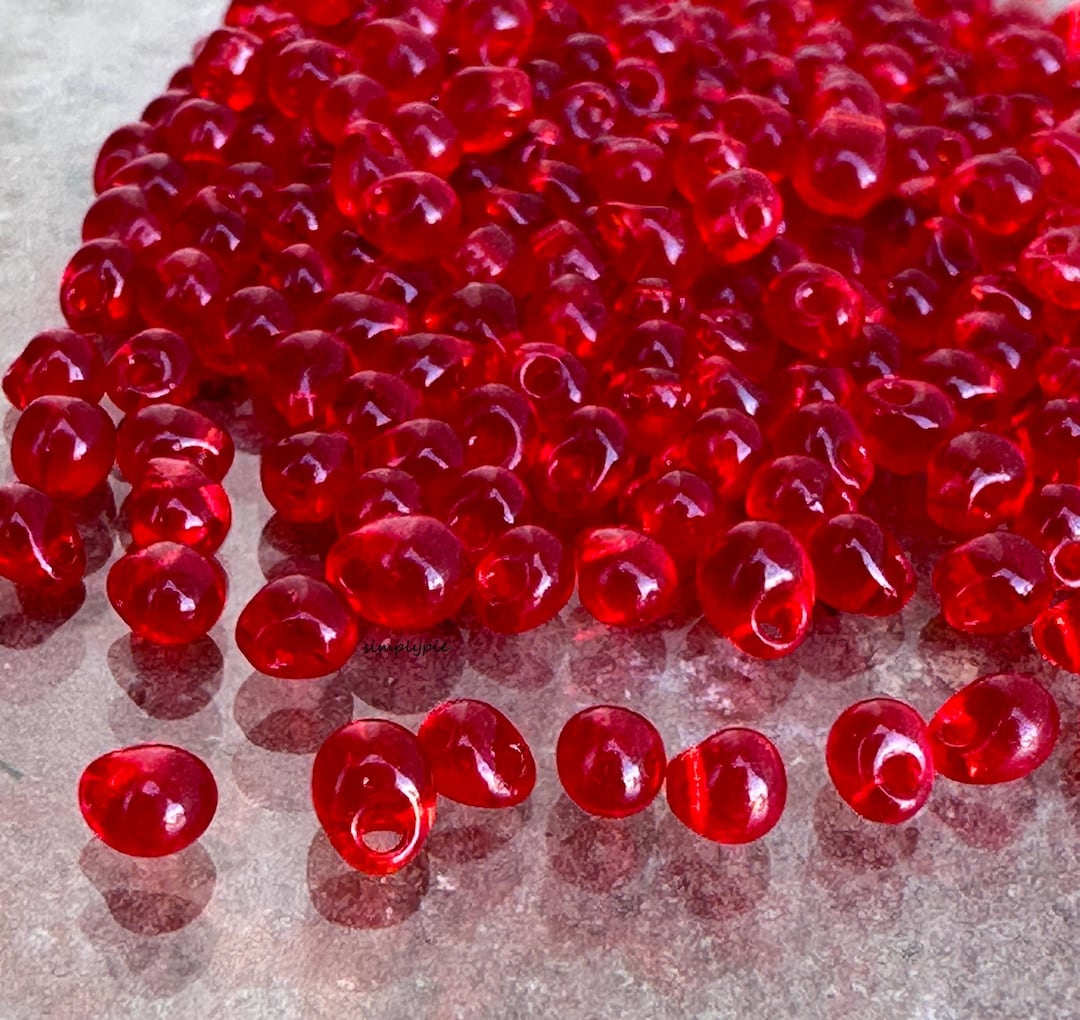 Mini Fringe Red Miyuki Beads 10-grams Small Transparent Teardrops Glass ...