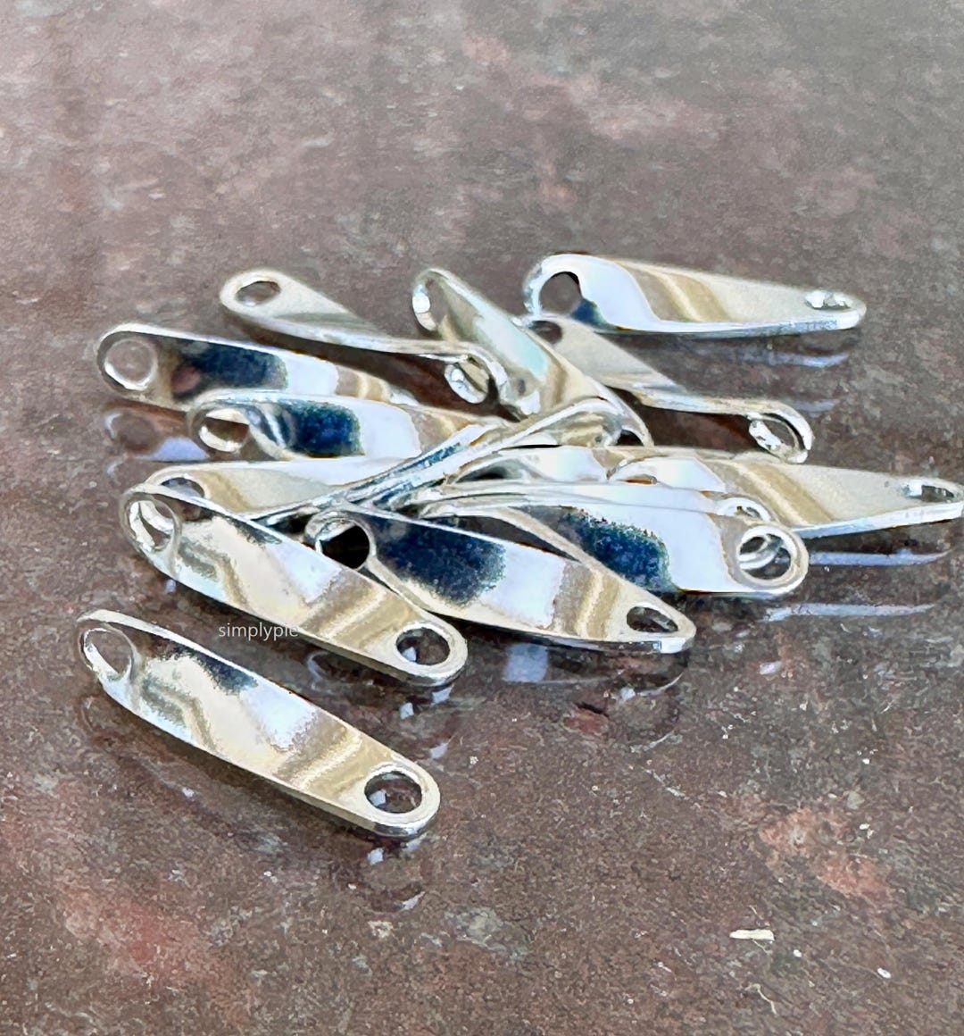 Mini Two Hole Silver Twisted Bar Links 20 Pcs Connectors Brass Metal ...