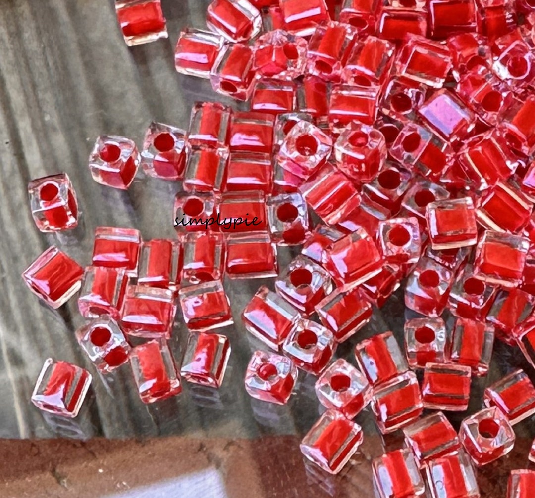 Red CL Cube 10g Miyuki Shoji Square Glass Beads Kumihino Weaving Craft ...