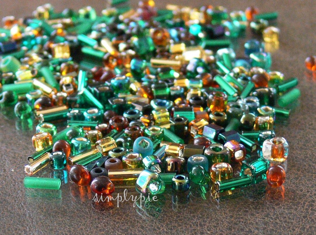 Forest Floor - Miyuki Assorted Shapes 10g 6/0 8/0 Triangle Fringe Cube ...