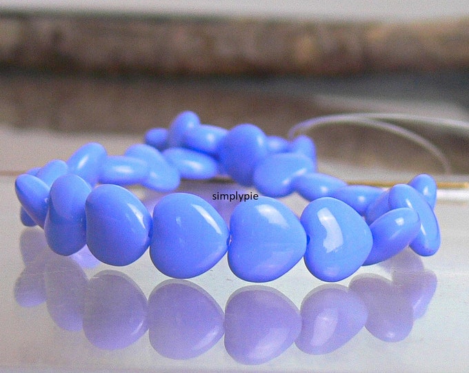 Periwinkle Blue Hearts, Czech Glass Beads 8mm 20 Opaque Color - Etsy