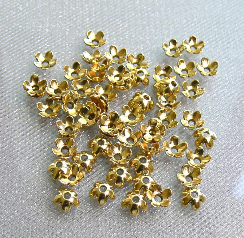 Tibetan Style Flower Caps 6mm 50 Ur Pick Golden Antiqued Silver Brass ...