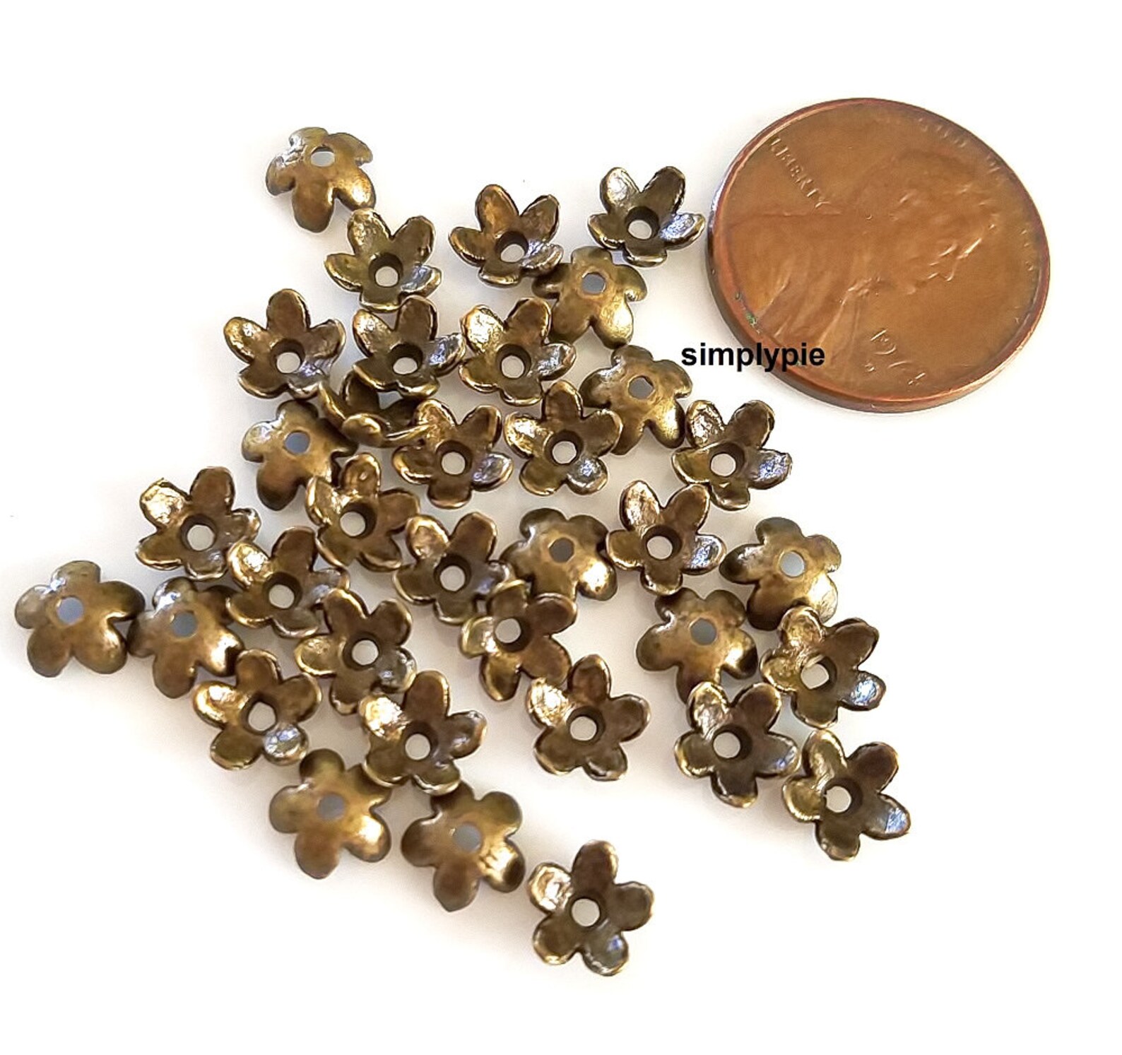 Tibetan Style Flower Caps 6mm 50 Ur Pick Golden Antiqued Silver Brass ...