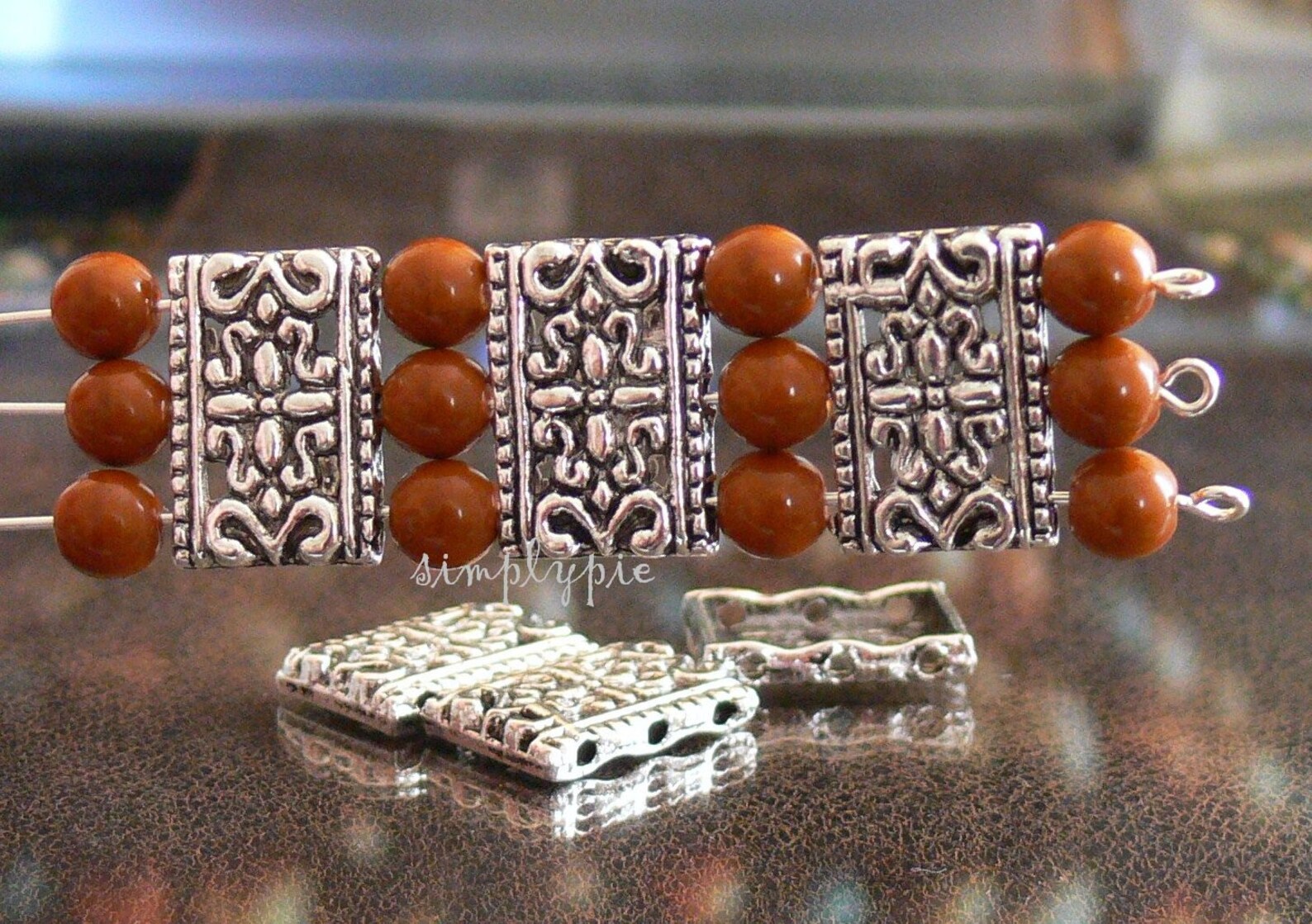 3-strand Ornate Rectangle Spacer Bars Antiqued Silver 6 - Etsy