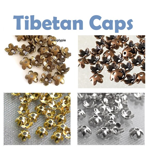 Tibetan Style Flower Caps 6mm 50 Ur Pick Golden Antiqued | Etsy