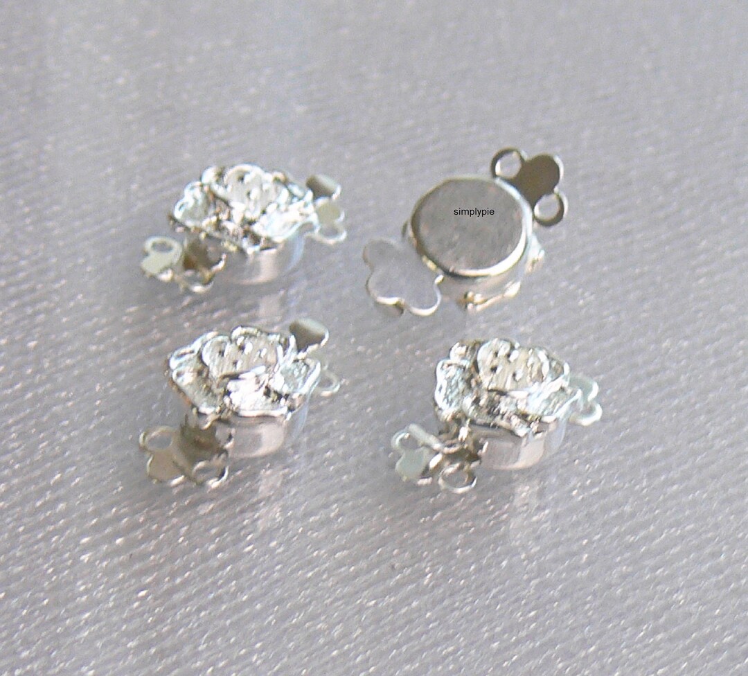Silver Rose Tab Clasps 4 Silver Plated Clasps - Etsy