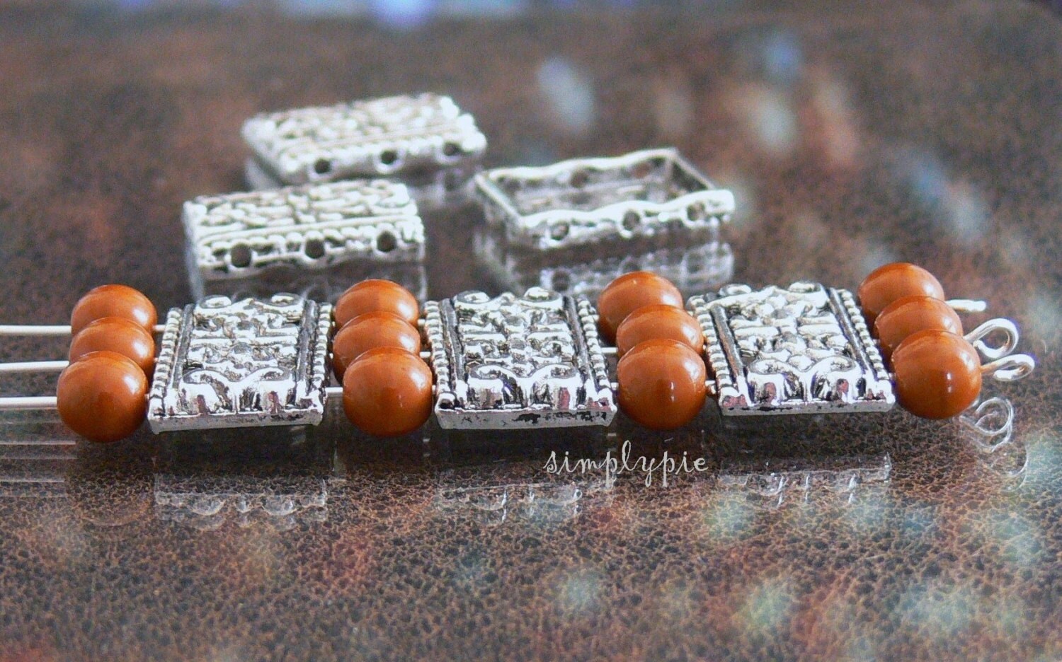 3-strand Ornate Rectangle Spacer Bars Antiqued Silver 6 - Etsy