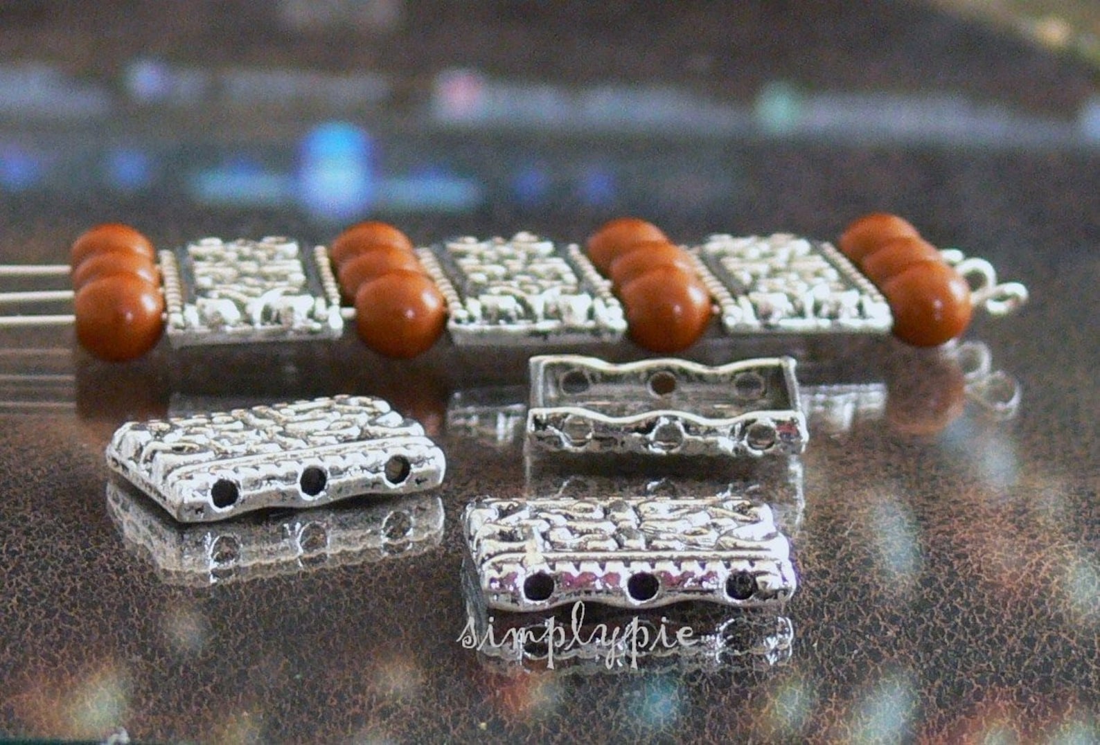 3-strand Ornate Rectangle Spacer Bars Antiqued Silver 6 - Etsy