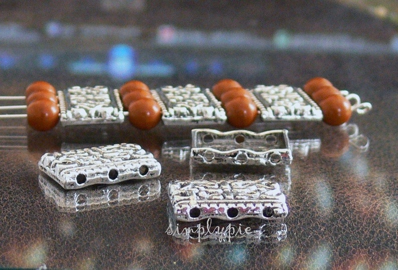 3-strand Ornate Rectangle Spacer Bars Antiqued Silver 6 - Etsy