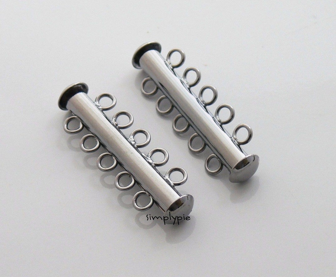 5-loop Gunmetal Slide-lock Clasps 2 Clasps Multi-strand Necklace ...