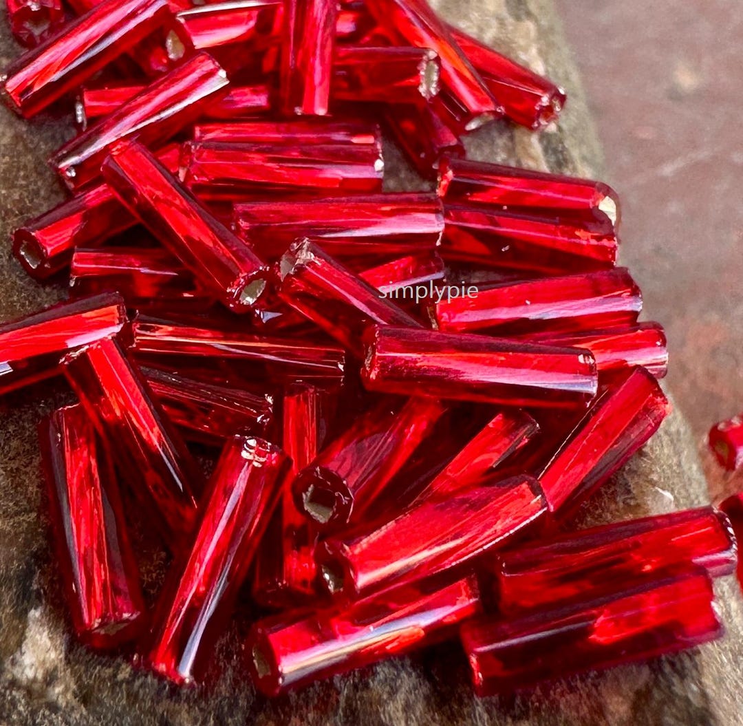Red Silver-lined Czech Twisted Bugle Glass Beads: 7x2mm (10g) - Etsy