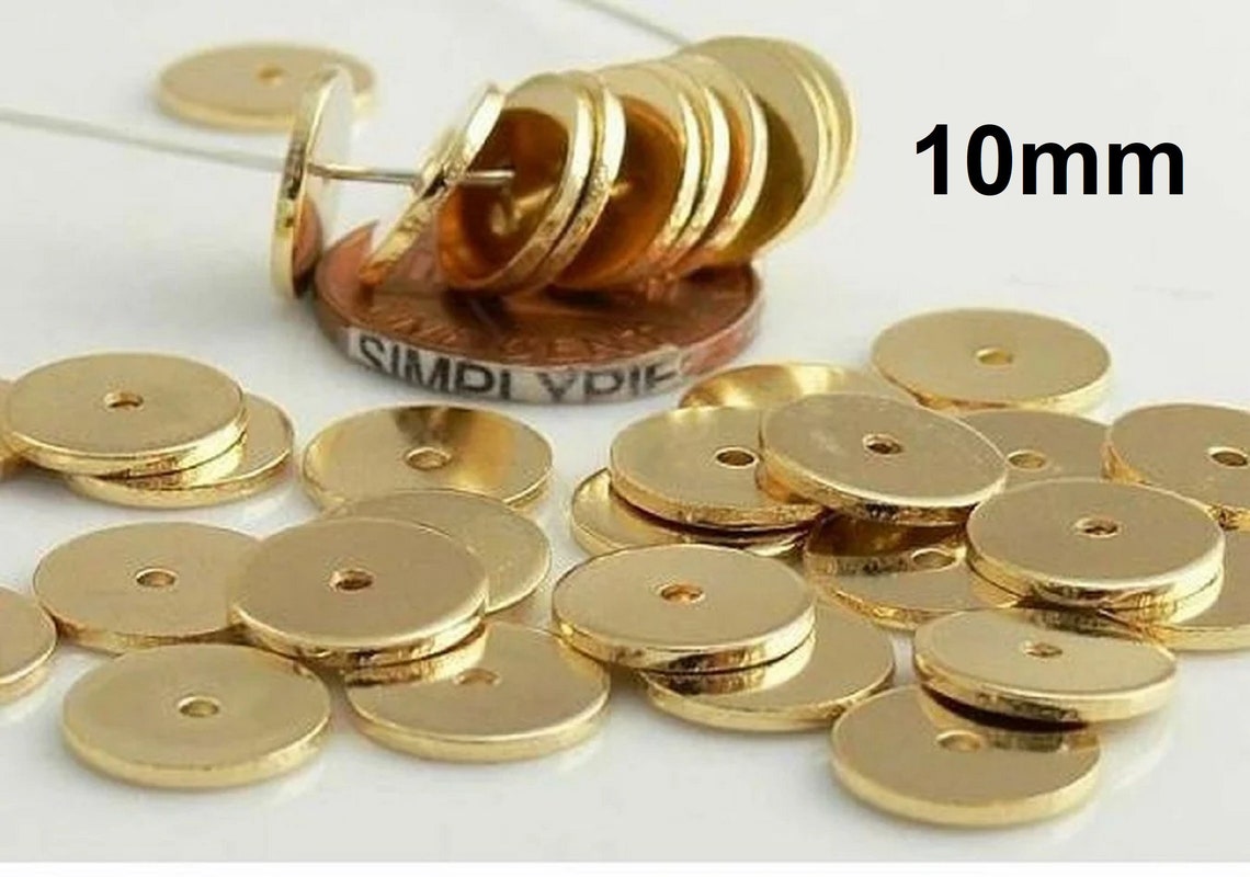 Flat Disc Metal Spacer Beads 20 Pcs Ur PICK Gold Silver 6mm 8mm 10mm - Etsy