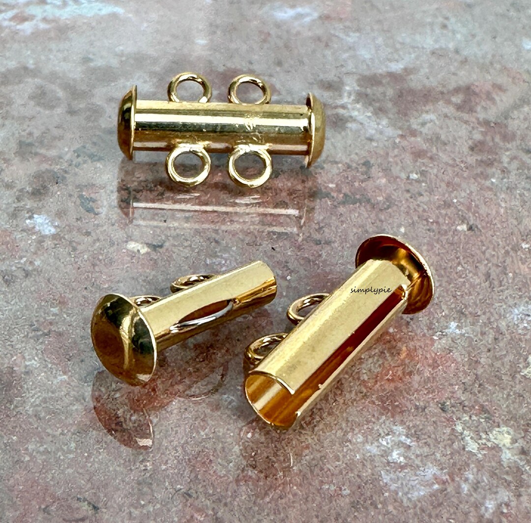 2-loop Gold Slide Lock Clasps Multi Strand 2 Clasps Closure - Etsy
