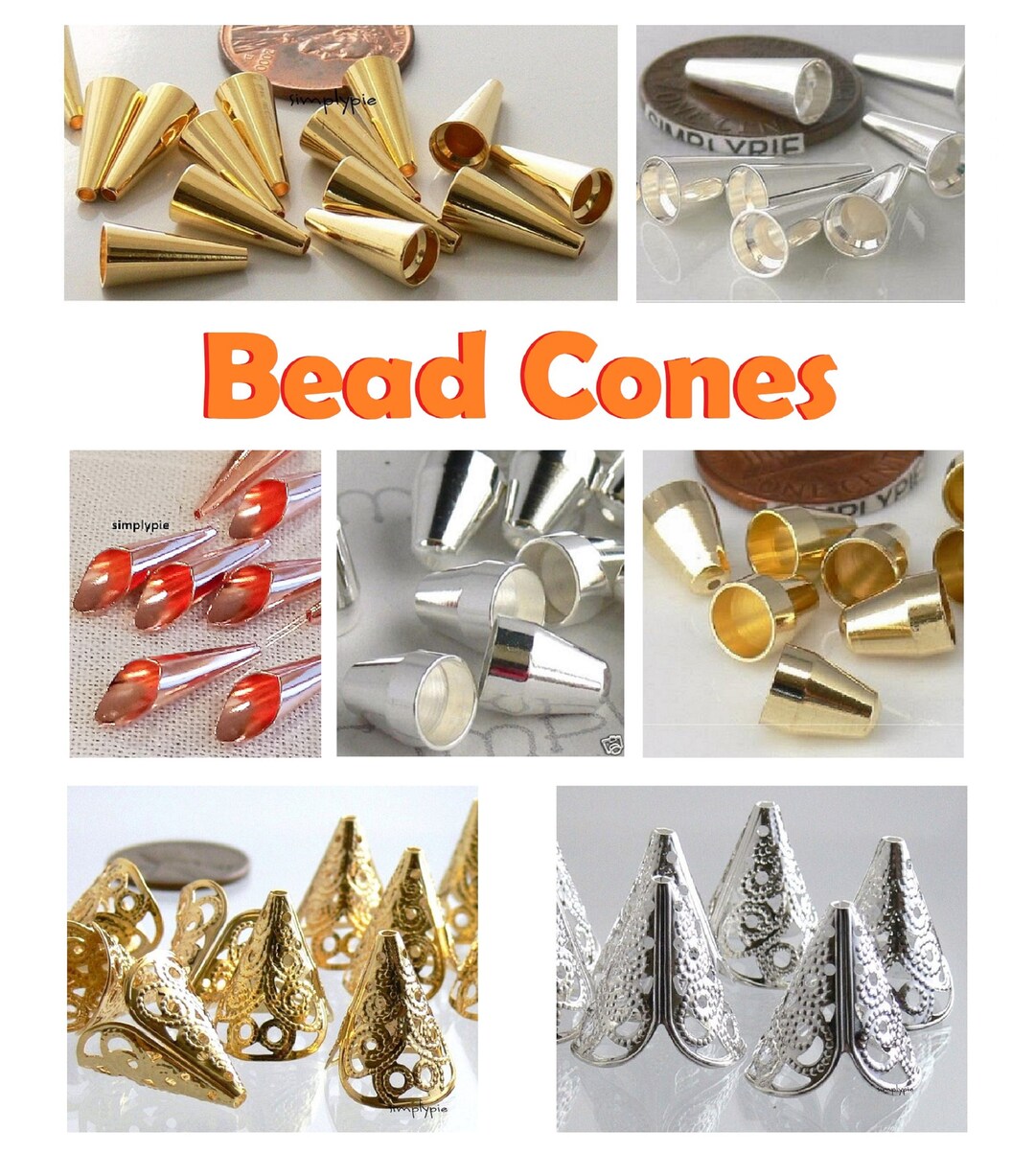 Bead Cones 8 Pcs Ur Pick Rose Gold Silver Seamless Filigree - Etsy
