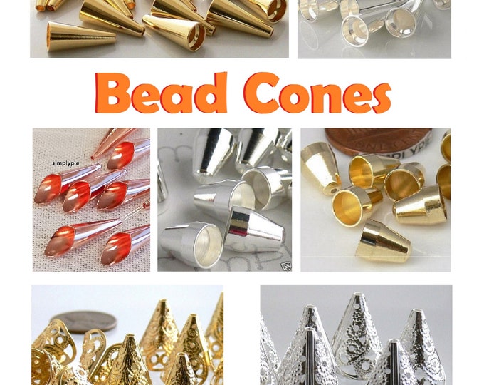 Bead Cones 8 Pcs Ur Pick Rose Gold Silver Seamless Filigree Brass Based ...