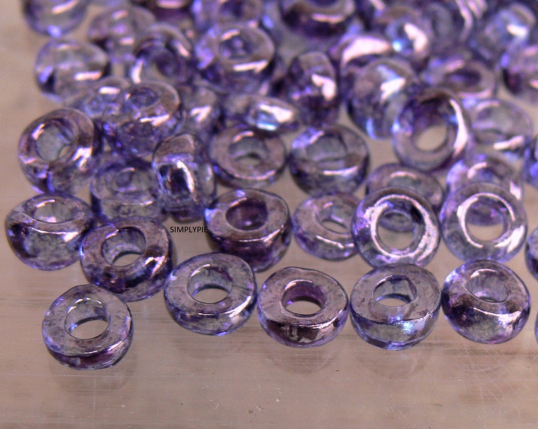Purple Lumi Large Hole Spacers 6mm 50 Pcs Czech Rondelle Glass Beads - Etsy
