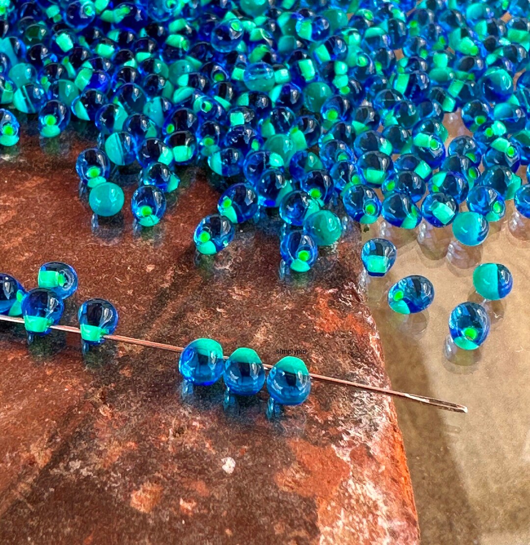 Cobalt/green Miyuki Fringe Beads 10g Small Teardrops Glass 3.4mm - Etsy