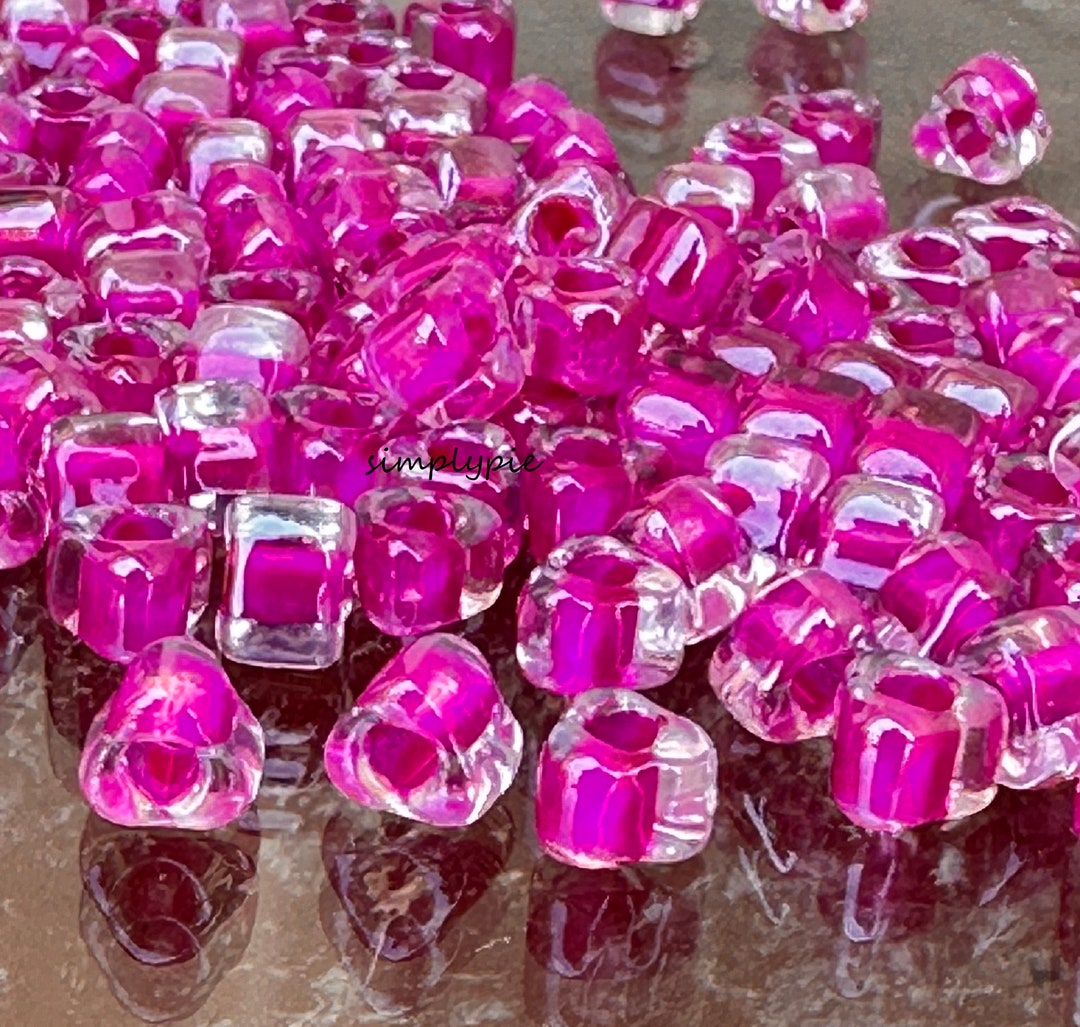 Fuchsia CL Triangle Miyuki 10g Glass Beads Color-lined Fuchsia - Etsy