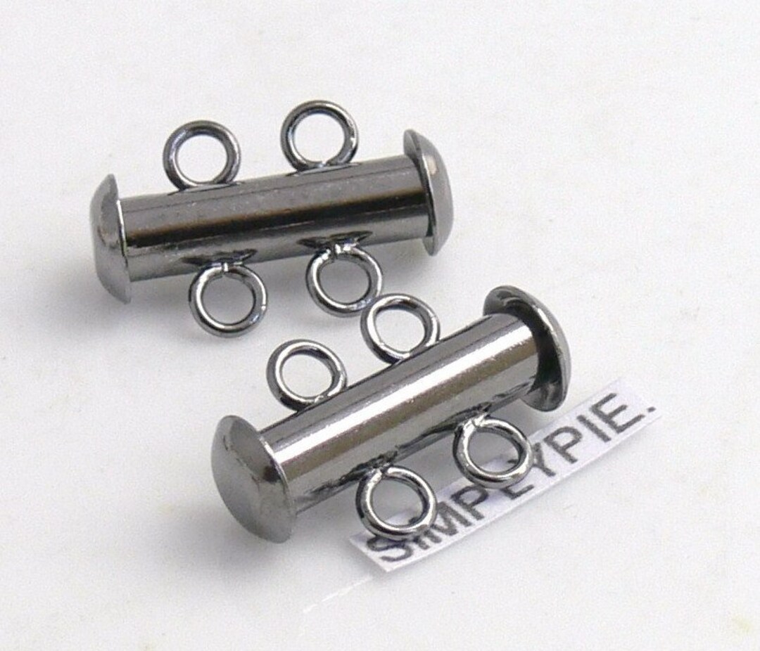 2-loop Black Gunmetal Slide Lock Clasps 2 Multi Strand Clasps Closure ...