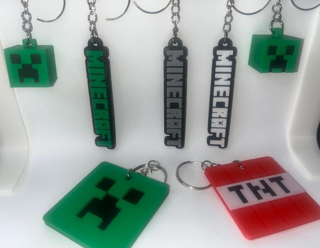 Minecraft-inspired Keychain – Creeper, TNT, Minecraft Logo | 3D Printed ...