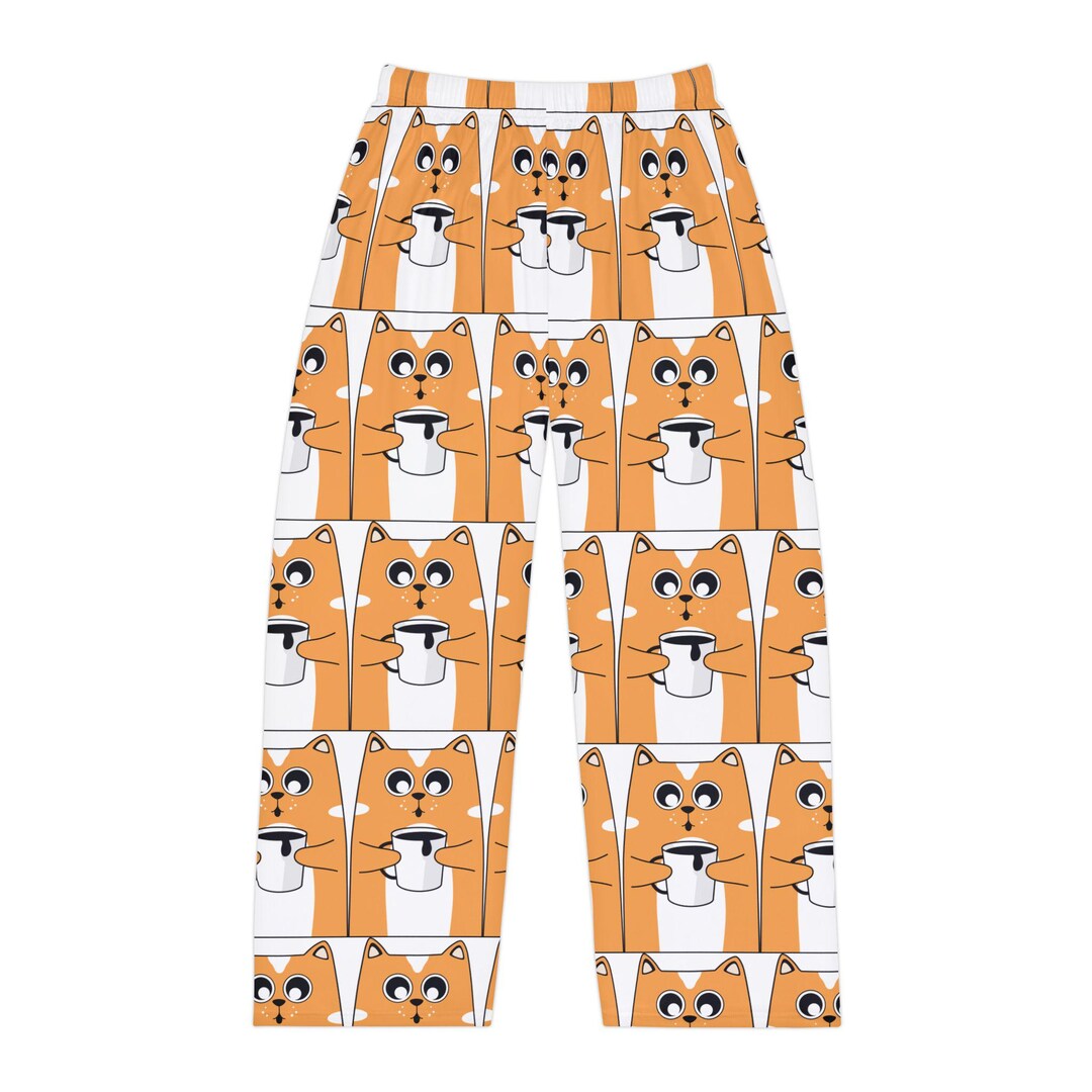 Whimsical Cat Pajama Pants for Men, Cozy Lounge Pants, Fun Sleepwear ...