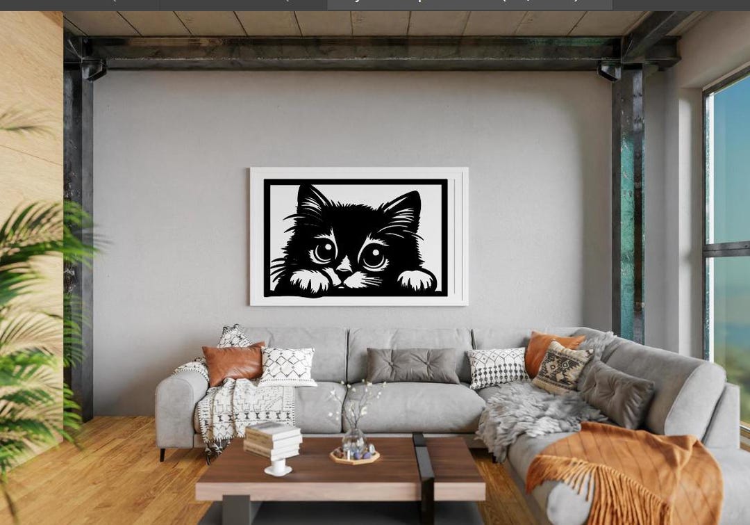 Cute Cat Wall Art Decor Laser Cut Dxf Glowforge Svg Xtool D1 CNC Router ...