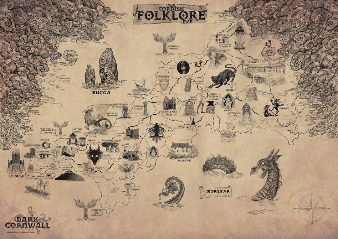 Your Illustrated Guide to Cornish Dark Legends and Folklore - Etsy