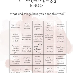 Kindness Bingo Printable - 4 Cards - Etsy