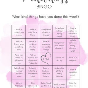 Kindness Bingo Printable - 4 Cards - Etsy
