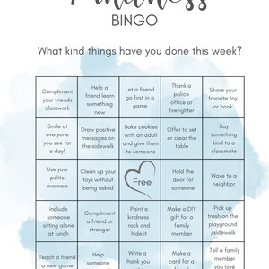 Kindness Bingo Printable - 4 Cards - Etsy