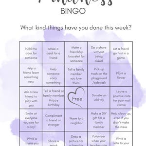 Kindness Bingo Printable - 4 Cards - Etsy
