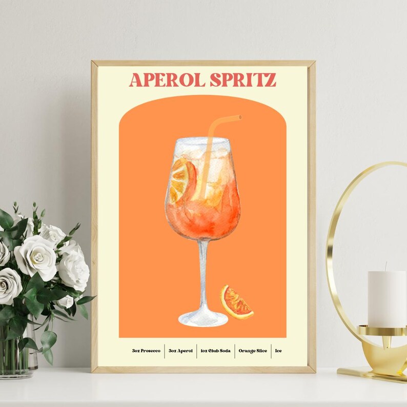 Aperol Spritz Poster, Aperol Spritz Recipe, Cocktail Print, Bar ...