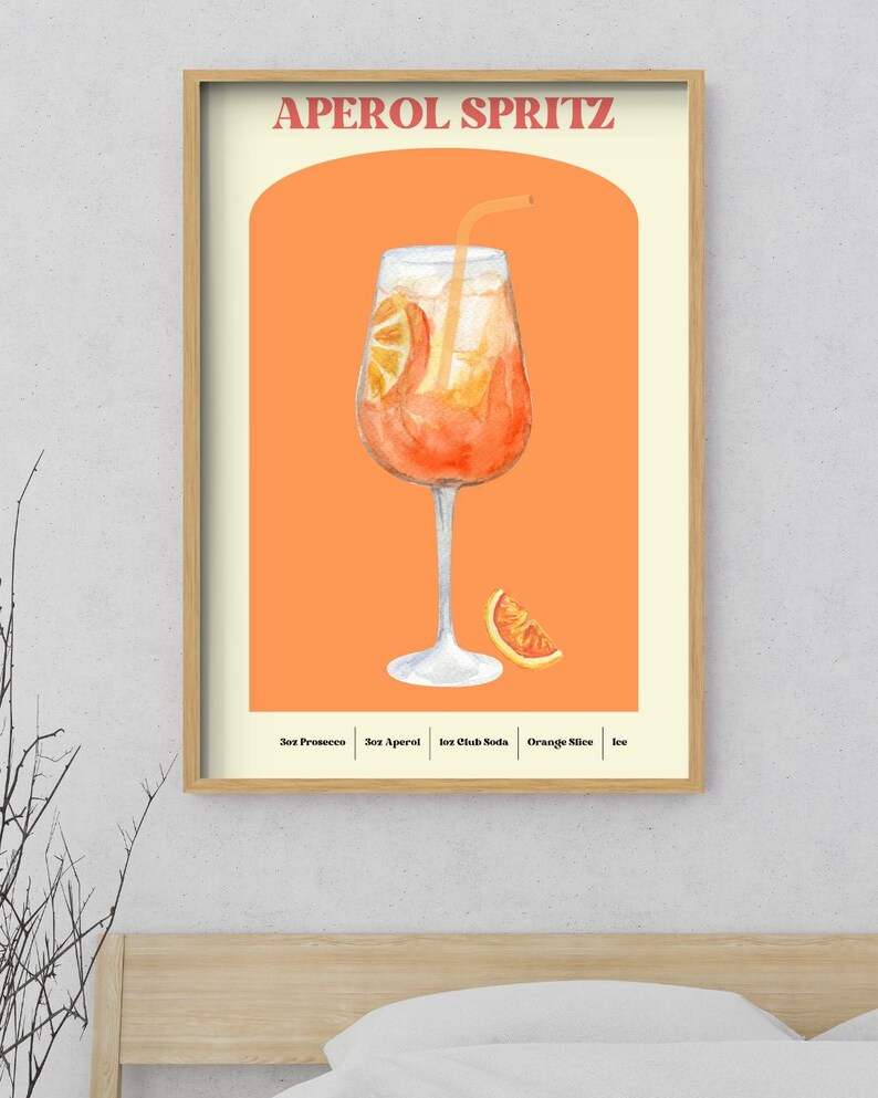 Aperol Spritz Poster, Aperol Spritz Recipe, Cocktail Print, Bar ...