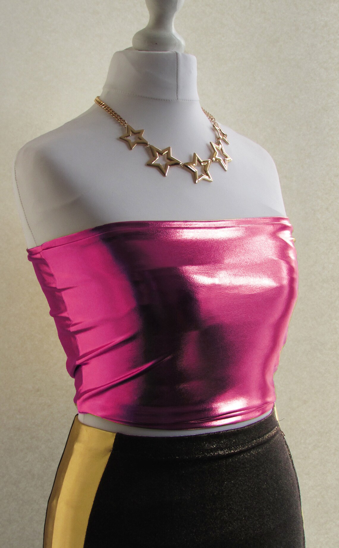 Metallic top Pink metallic top Blue crop top Purple tube top | Etsy