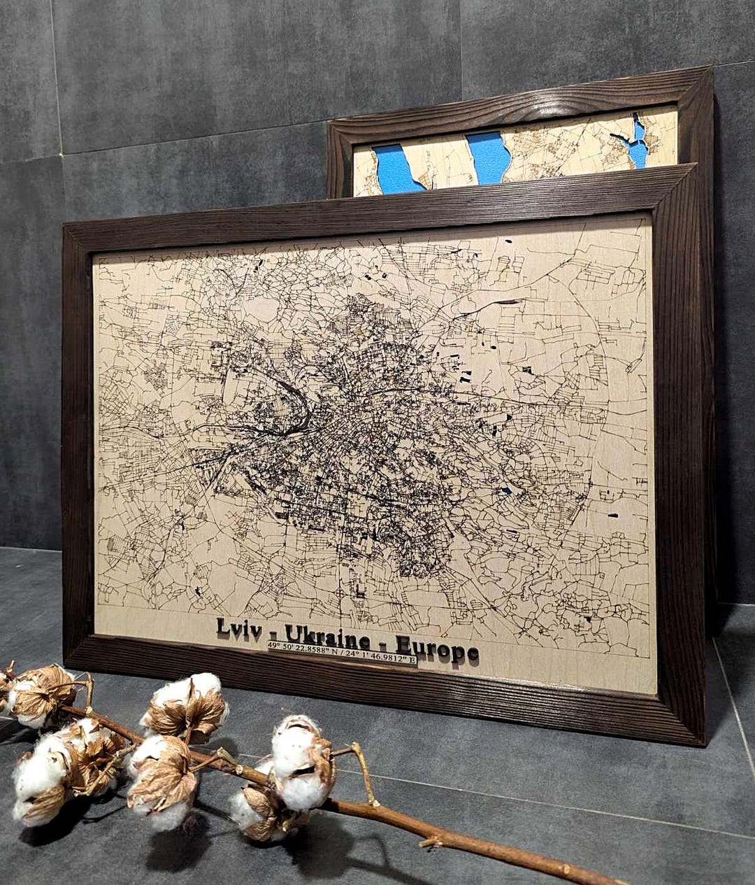 Laser Cut Lviv Map, Custom Engraved Wooden Map, Large Topography Map ...
