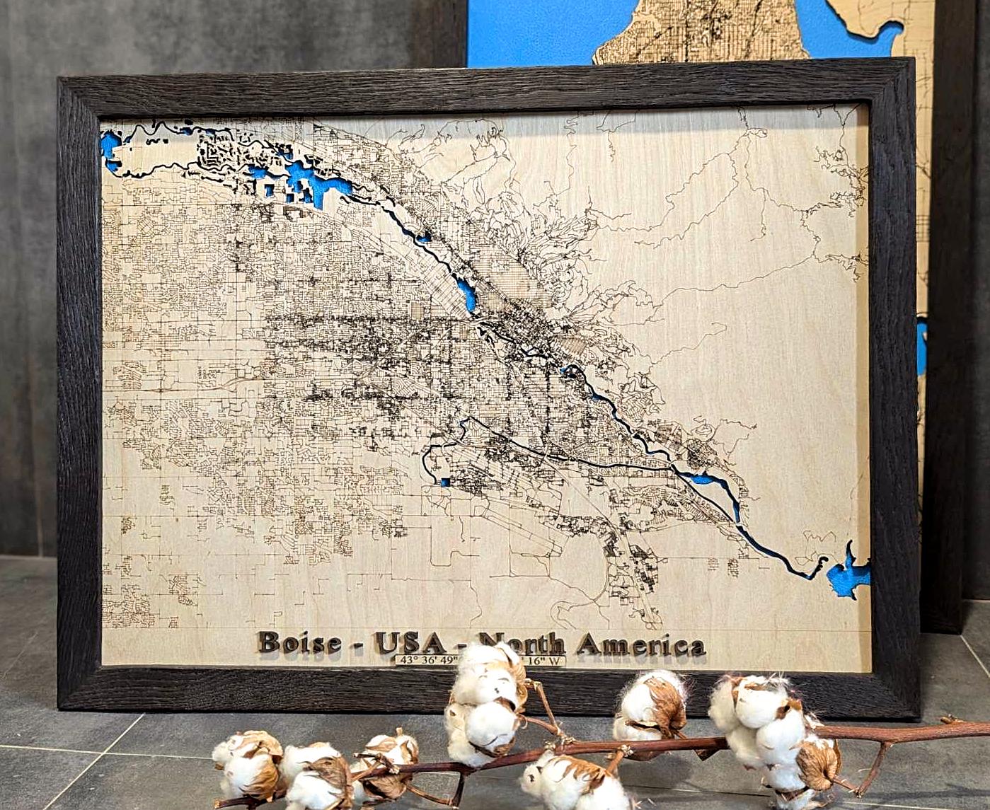 Laser Cut Boise Map: Engraved Wood Topographic Wall Art - Etsy