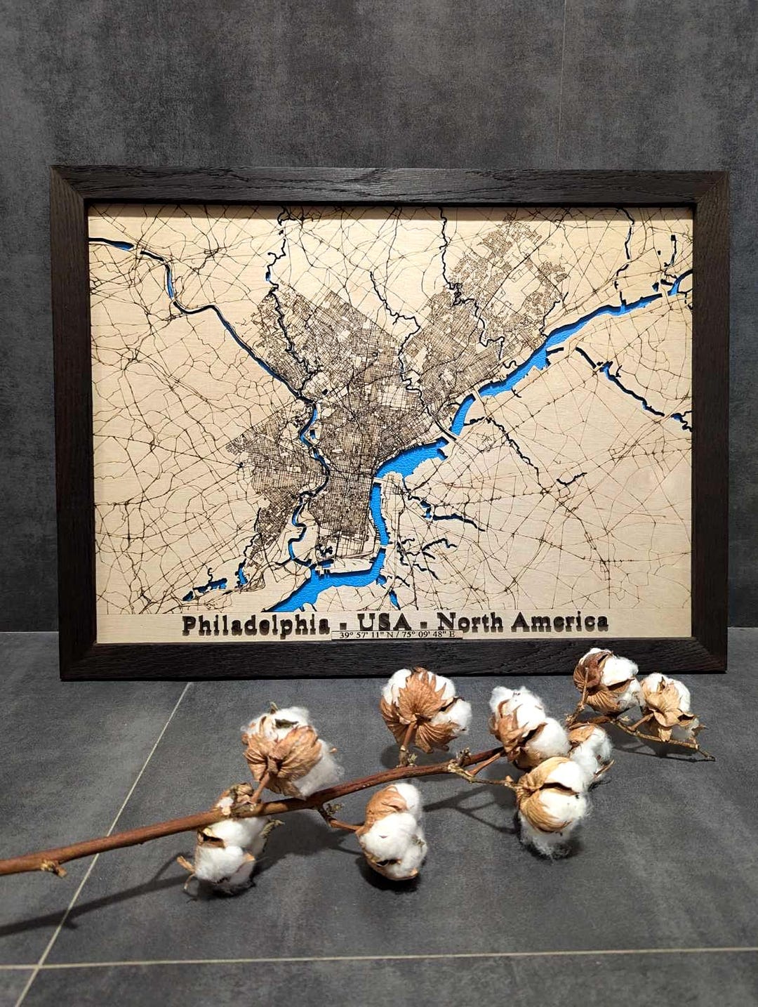Laser Cut Philadelphia Wood Map: Personalized Wall Art - Etsy