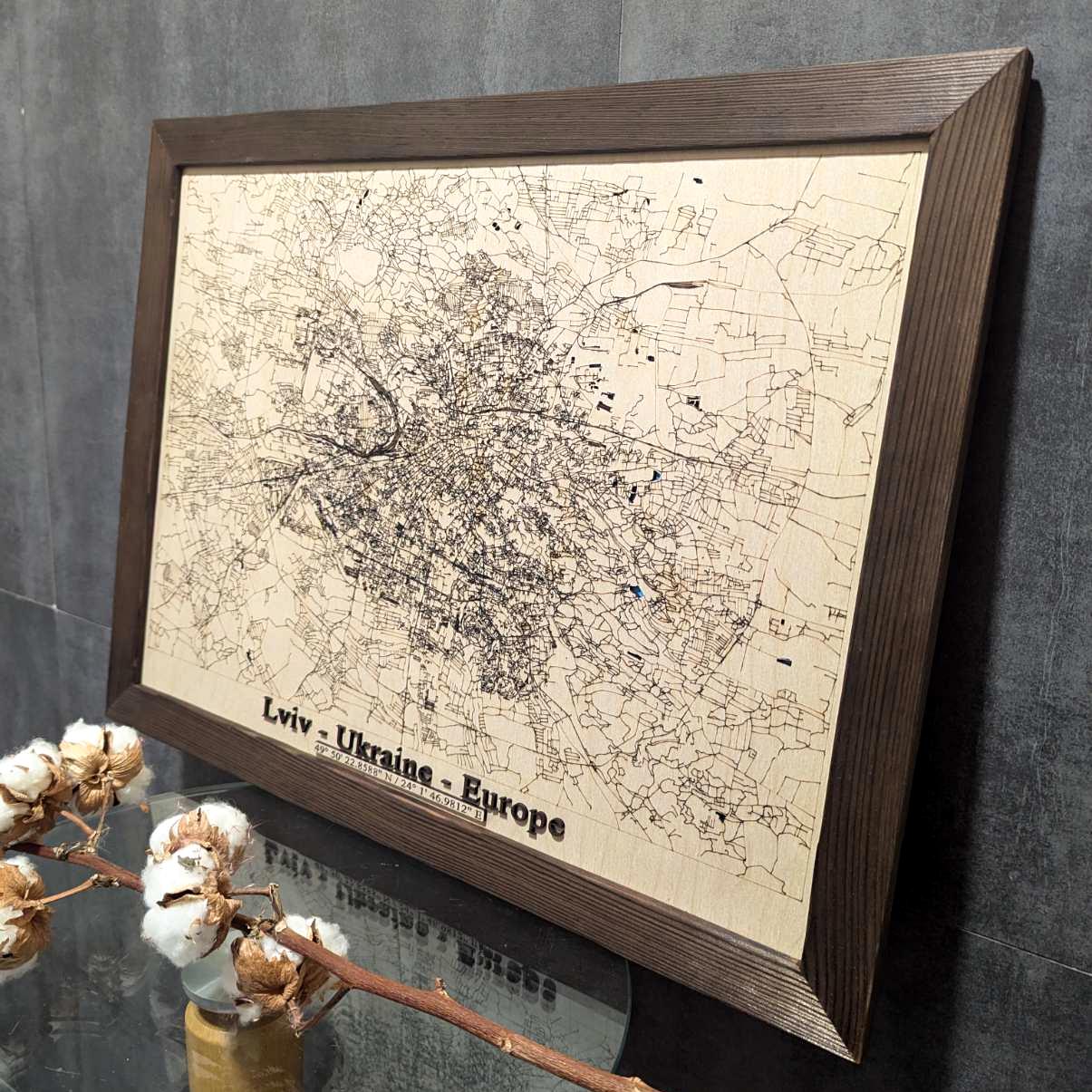 Laser Cut Lviv Map, Custom Engraved Wooden Map, Large Topography Map ...