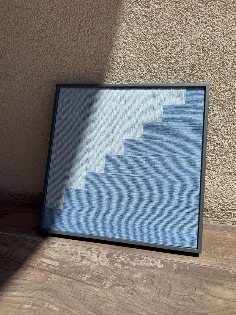 Framed Yarn Wall Art – Handmade Wrapped Yarn Painting, Modern Fiber Art ...