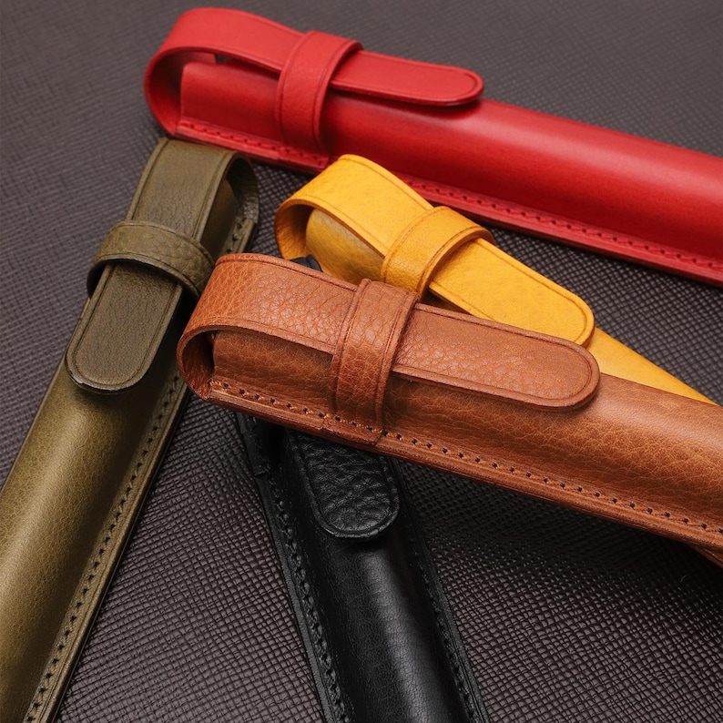 Leather Fountain Pen Case Handmade Pen Holster Full Grain Cowhide ...