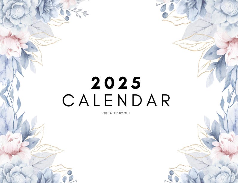2025 Floral Butterfly Flowers Printable Calendar Landscape - Etsy