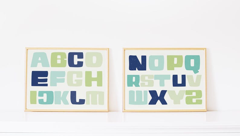 Alphabet Posters, ABC Art Print, Nursery Wall Decor, Digital Learning ...