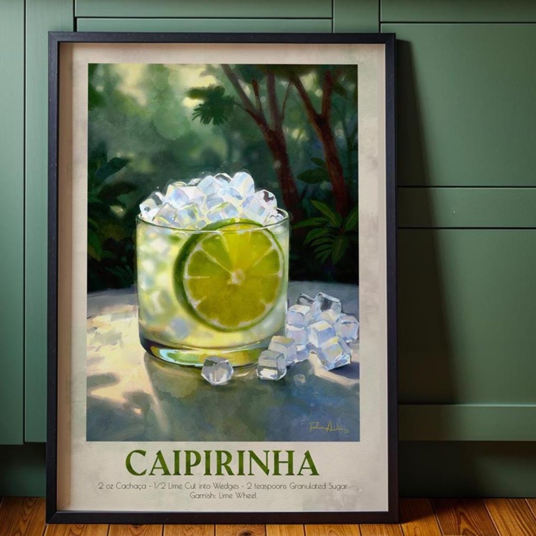 Brazilian Caipirinha Cocktail Wall Art - Lime & Cachaca Drink Recipe ...