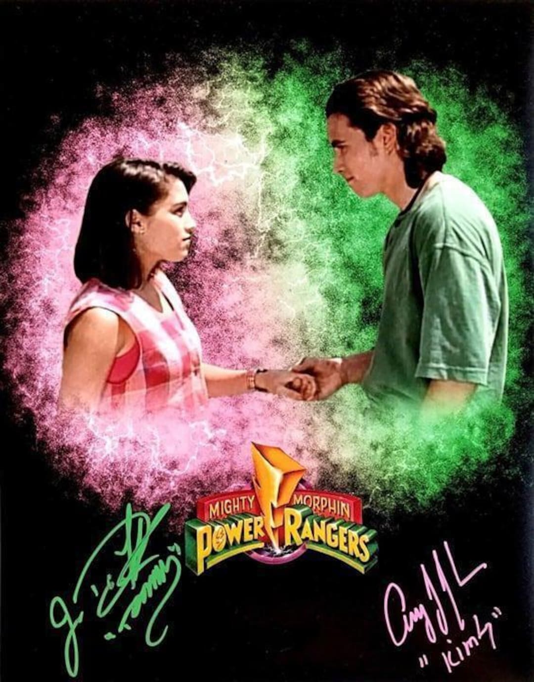 Jason David Frank Amy Jo Johnson Green Power Ranger Reprint Signed 8x10 ...